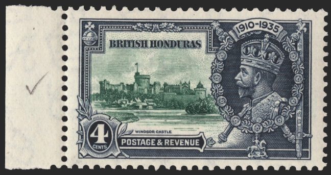 BRITISH HONDURAS 1935 Silver Jubilee 4c green and indigo (UNUSED), SG1 ...