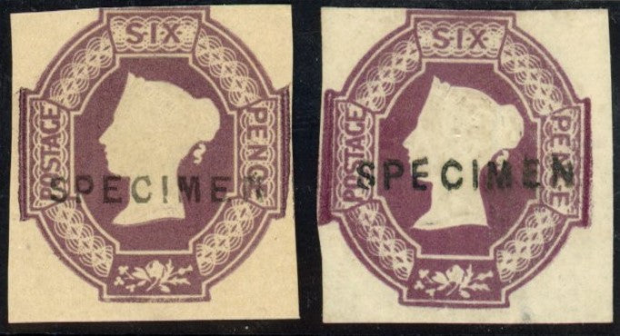 Great Britain 1854 6d mauve and 6d purple Embossed Specimens, SG58/60v ...