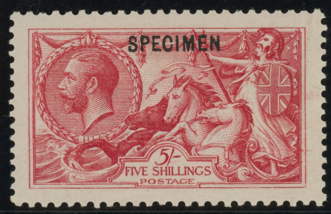 Great Britain 1913 5s rose carmine "Seahorses" Specimen, SG401s ...