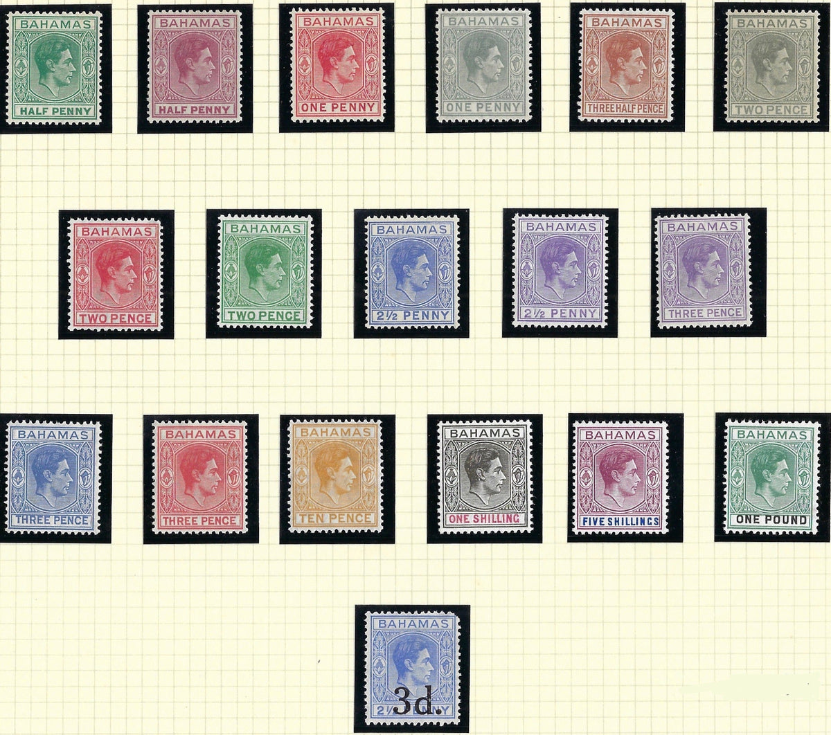 Bahamas 1938-52 King George VI Watermark Multiple Script CA,SG149/157a ...