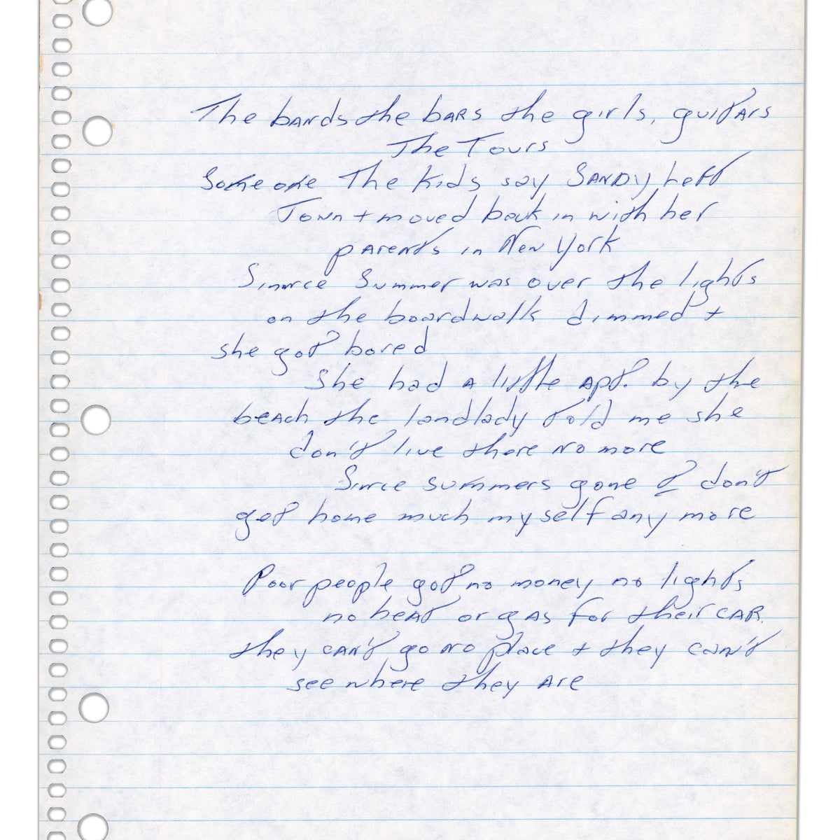 Bruce Springsteen handwritten song lyrics — JustCollecting
