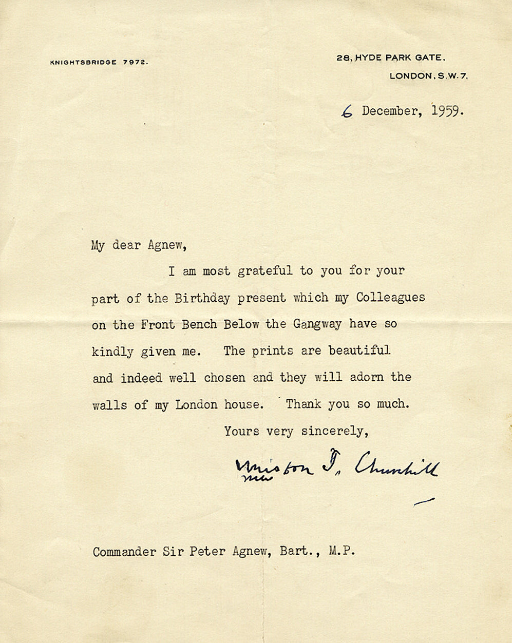 Winston Churchill typed signed letter — JustCollecting