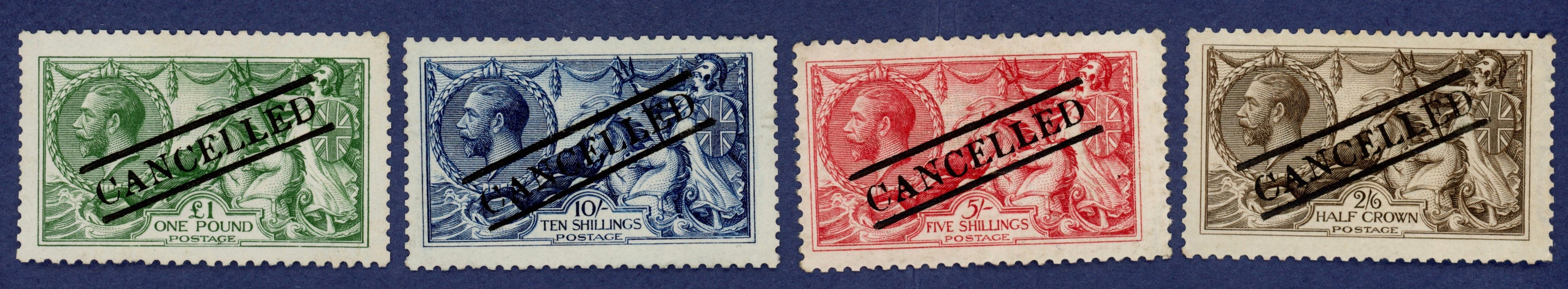 Great Britain 1913 2s6d-£1 "Seahorses", SG400/04var — JustCollecting